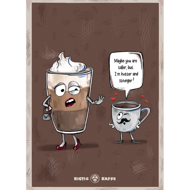 Kaffeplakat Rigtig Kaffe 4 Plakater 21x30cm