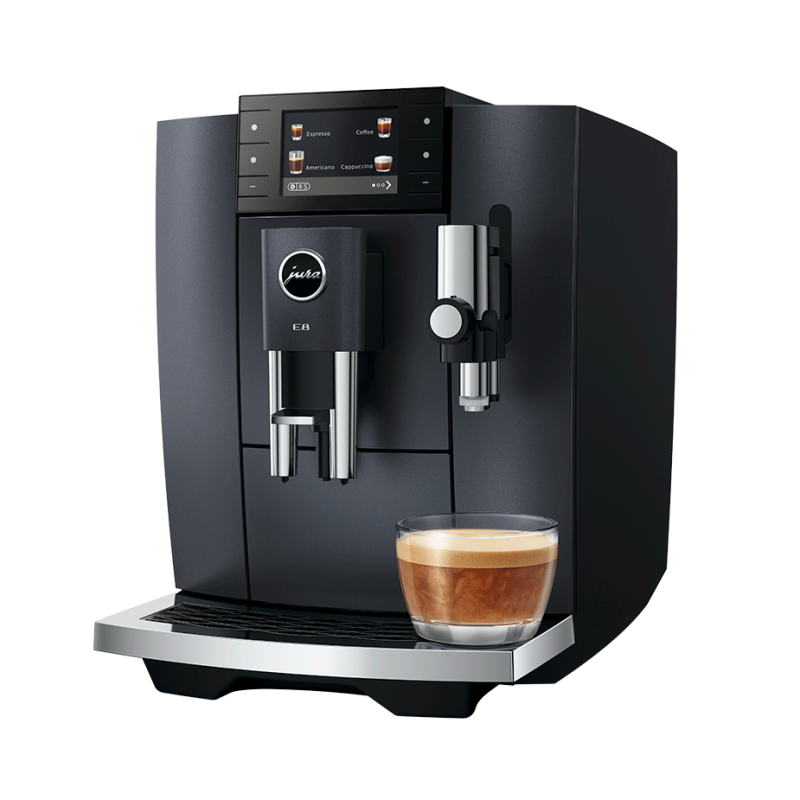 Jura E8 (ED) Cosmic Black Inkl. Pleje, Filtre, Mælkebeholder & 3kg Kaffe