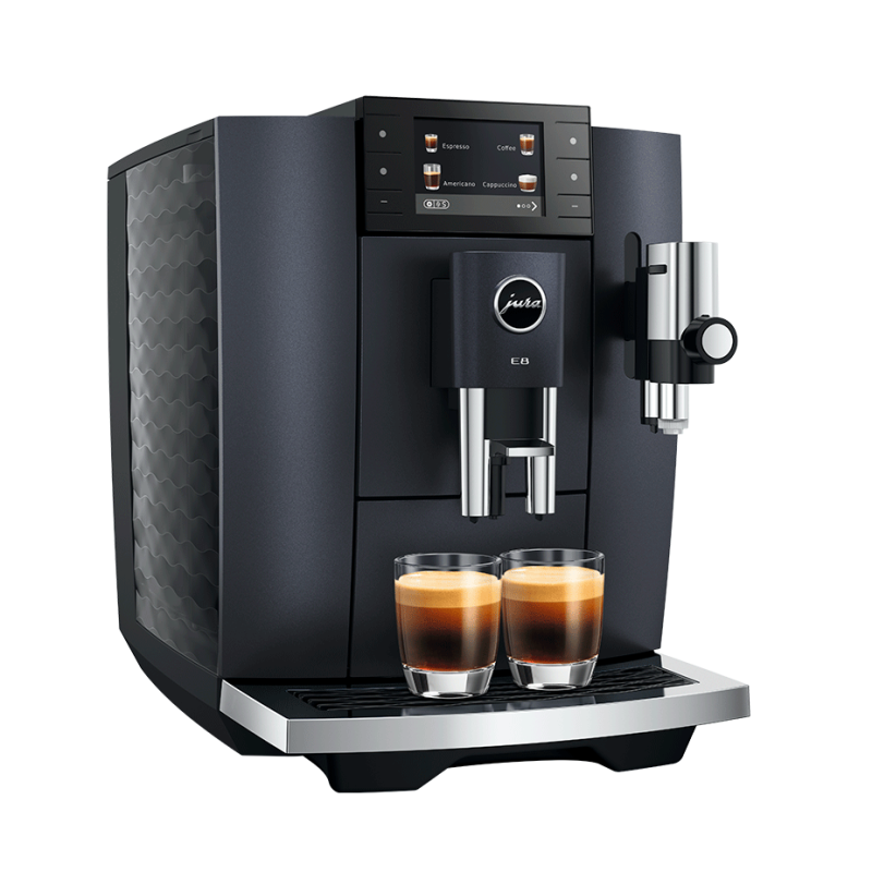 Jura E8 (ED) Cosmic Black Inkl. Pleje, Filtre, Mælkebeholder & 3kg Kaffe