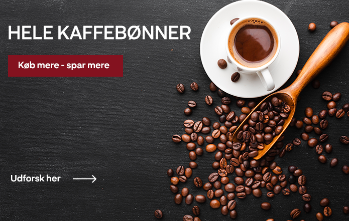Kaffe espressomaskiner, hele kaffebønner, kværne samt barista tilbehør
